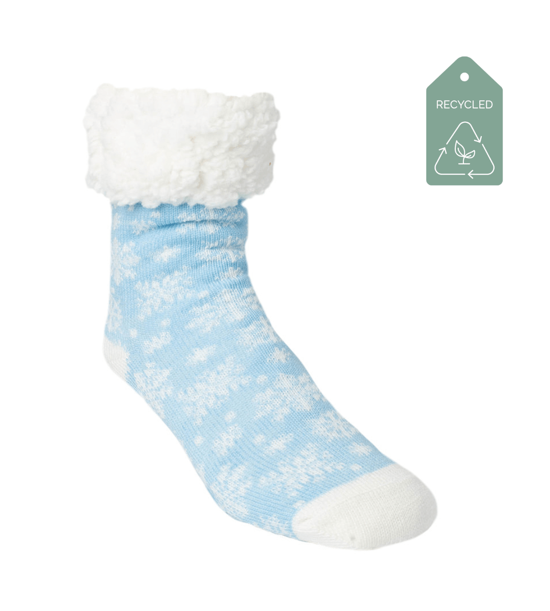 Snowflake Ice Blue - Recycled Slipper Socks – Pudus Lifestyle Co. Canada